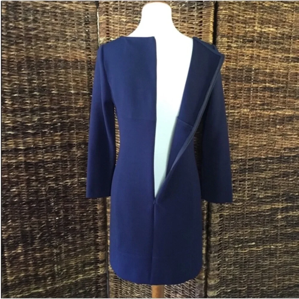 Lela Rose | Dresses | Lela Rose Long Sleeve Blue Dress Back Hidden Zip ...